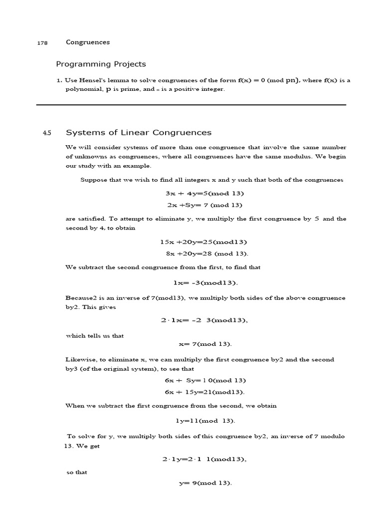 Rosen Number Theory 6ed 188 200 | PDF | Matrix (Mathematics) | System ...