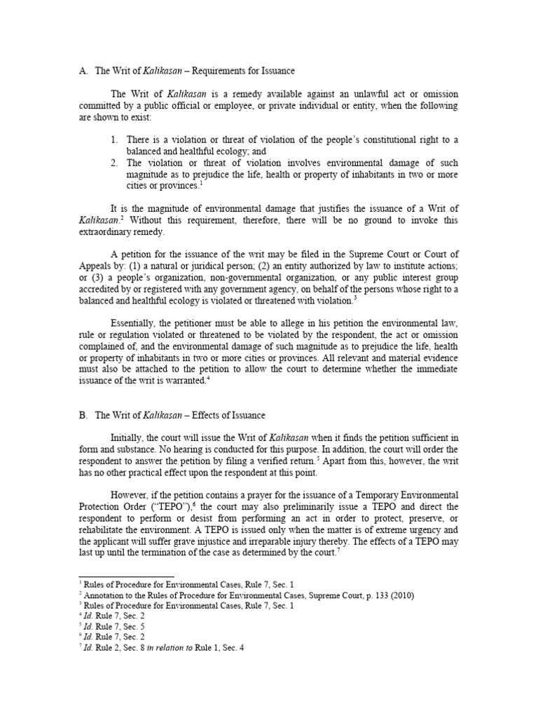 Writ of Kalikasan Summary | PDF | Writ | Judgment (Law)