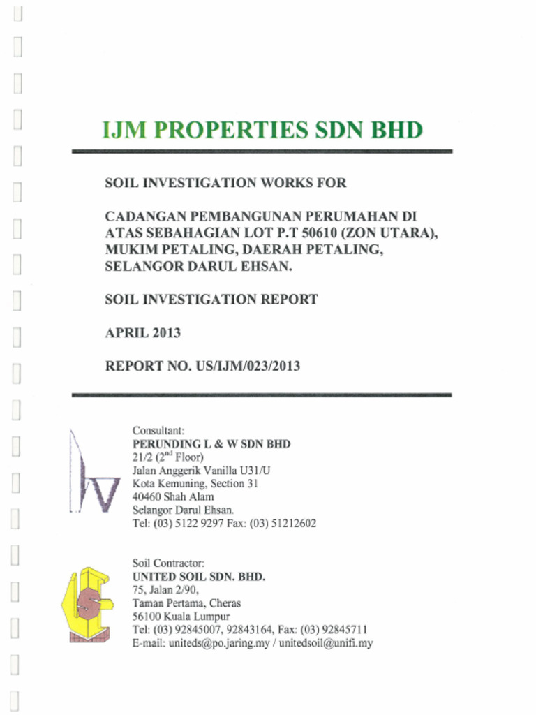 Soil Investigation Report I | PDF