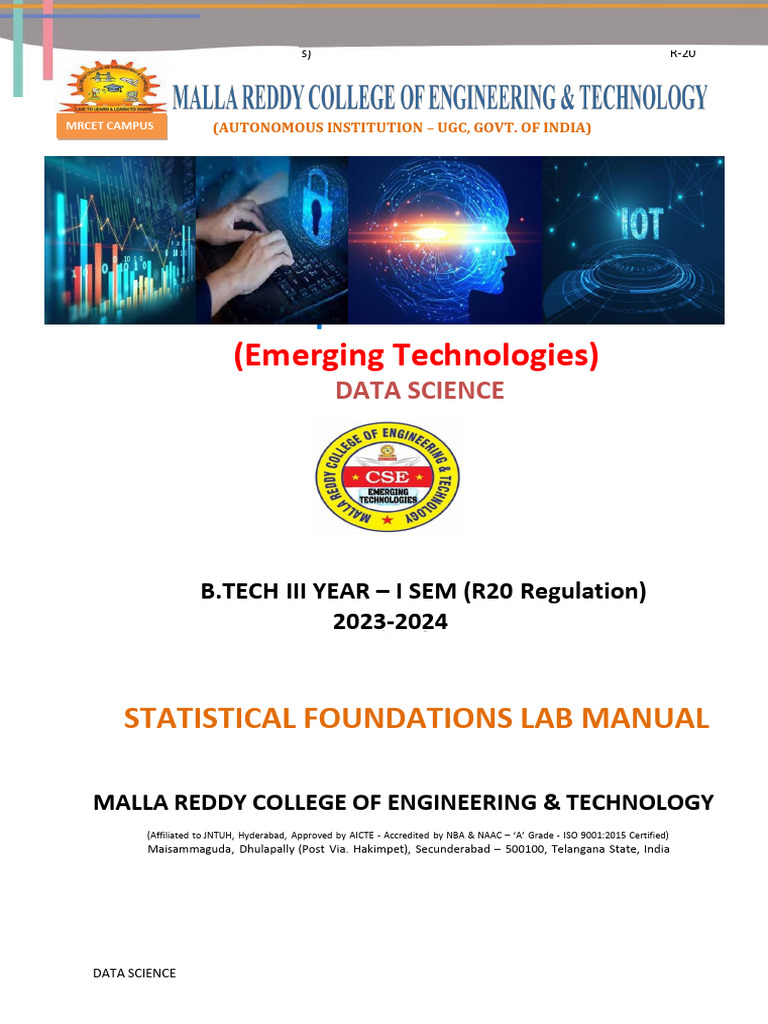 Statistical Foundation Lab | PDF | Parameter (Computer Programming) | Statistics