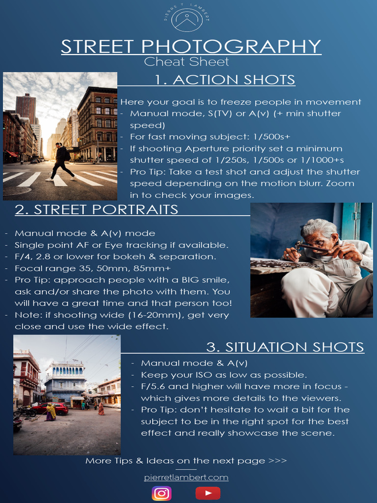 Cheat-Sheet-Street-Photography-by-Pierre-1 | PDF | Shutter (Photography) | Shutter Speed