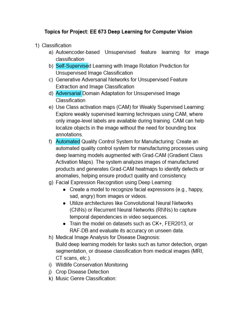 Deep Learning Topics for Computer Vision | PDF | Deep Learning ...