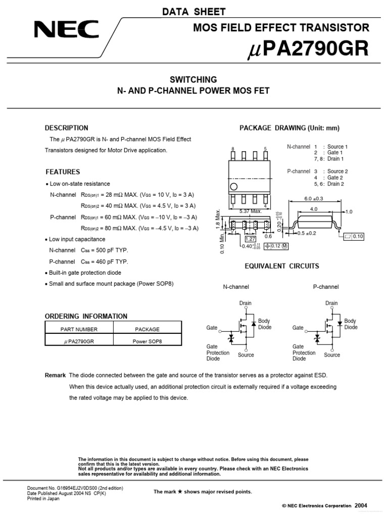 A2790gr Nec | PDF | Field Effect Transistor | Mosfet