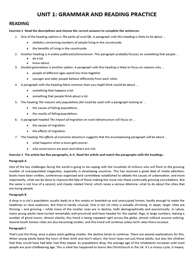 Grammar & Reading for ESL Students | PDF