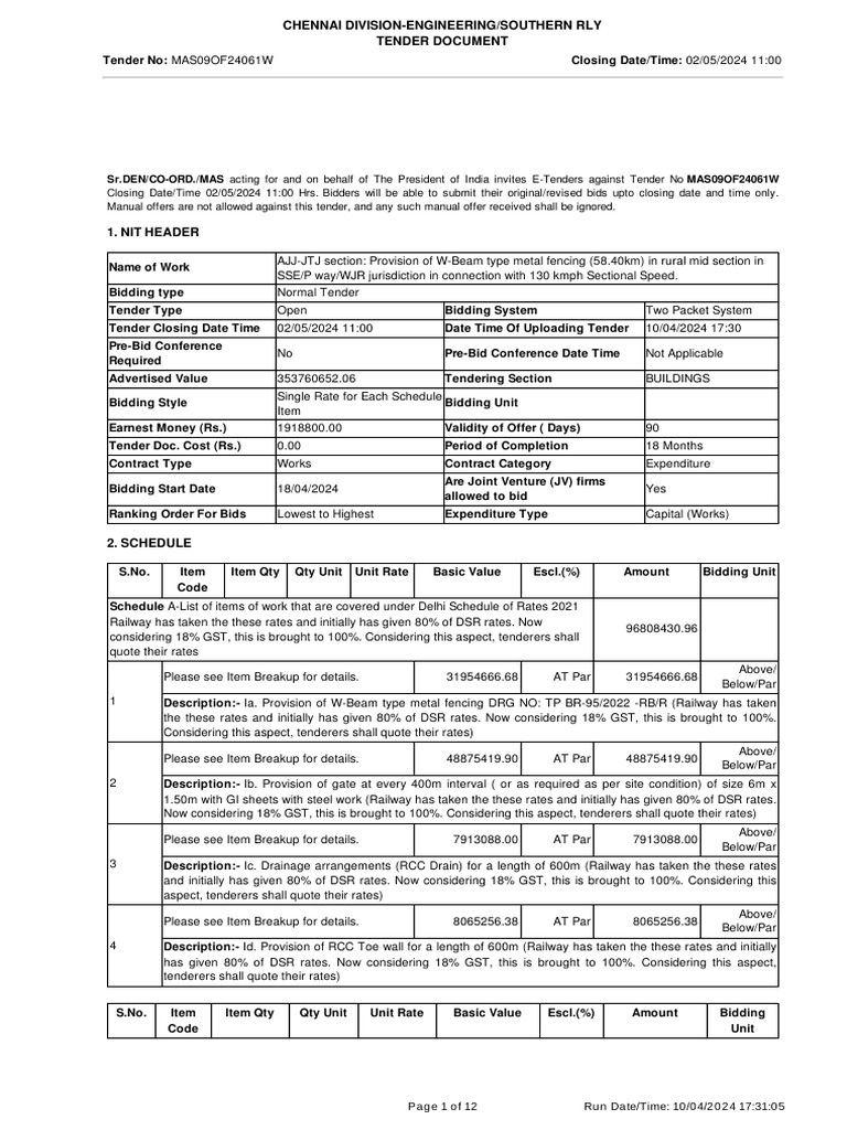 W Type Barriguard Arakkonam | PDF | Concrete | Cement