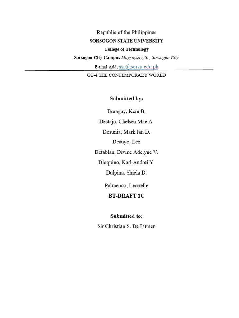 Outline in TCW Presentation of Project | PDF