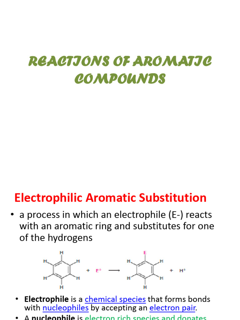 Reactions of Aromatic Compounds-1 | PDF | Chemical Reactions | Organic ...
