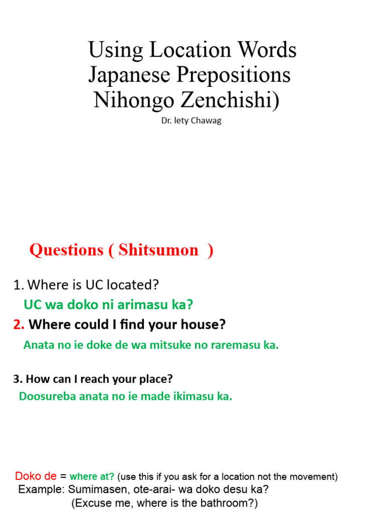 Module 3 Using Location Words | PDF | Japanese Language | Languages Of ...