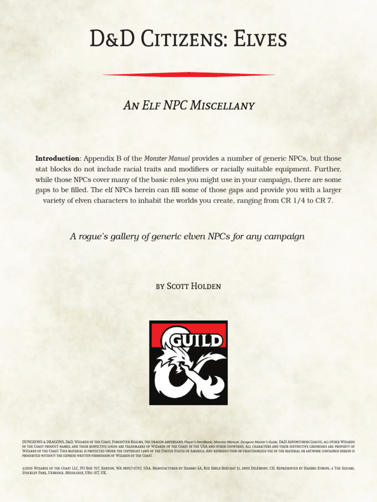 D&D Citizens Elves | PDF | Elf (Dungeons & Dragons) | Dungeons & Dragons