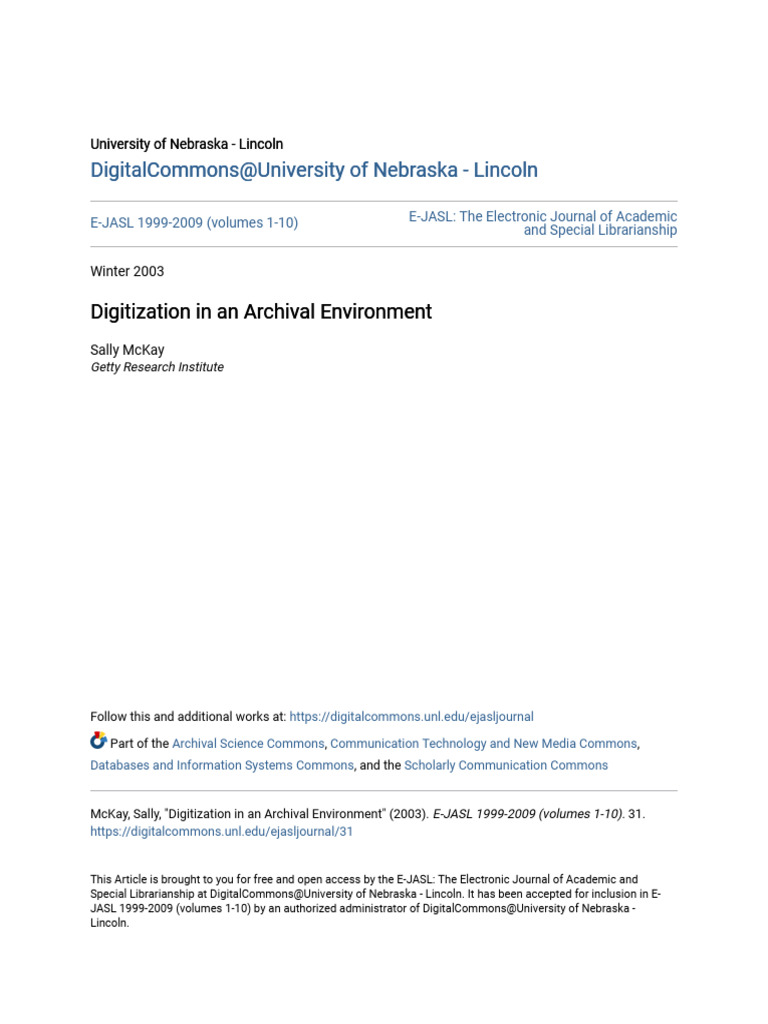 Digitization in An Archival Environment | Download Free PDF | Metadata ...