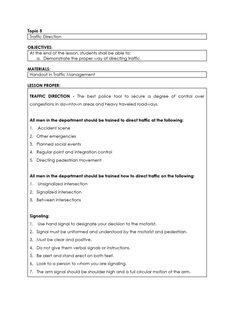 Topic 5. Traffic Direction | PDF | Traffic | Intersection (Road)