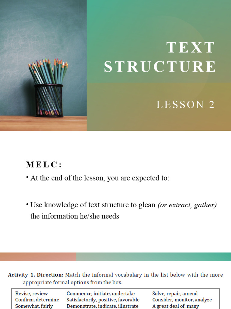 Lesson 2 Text Structure | PDF