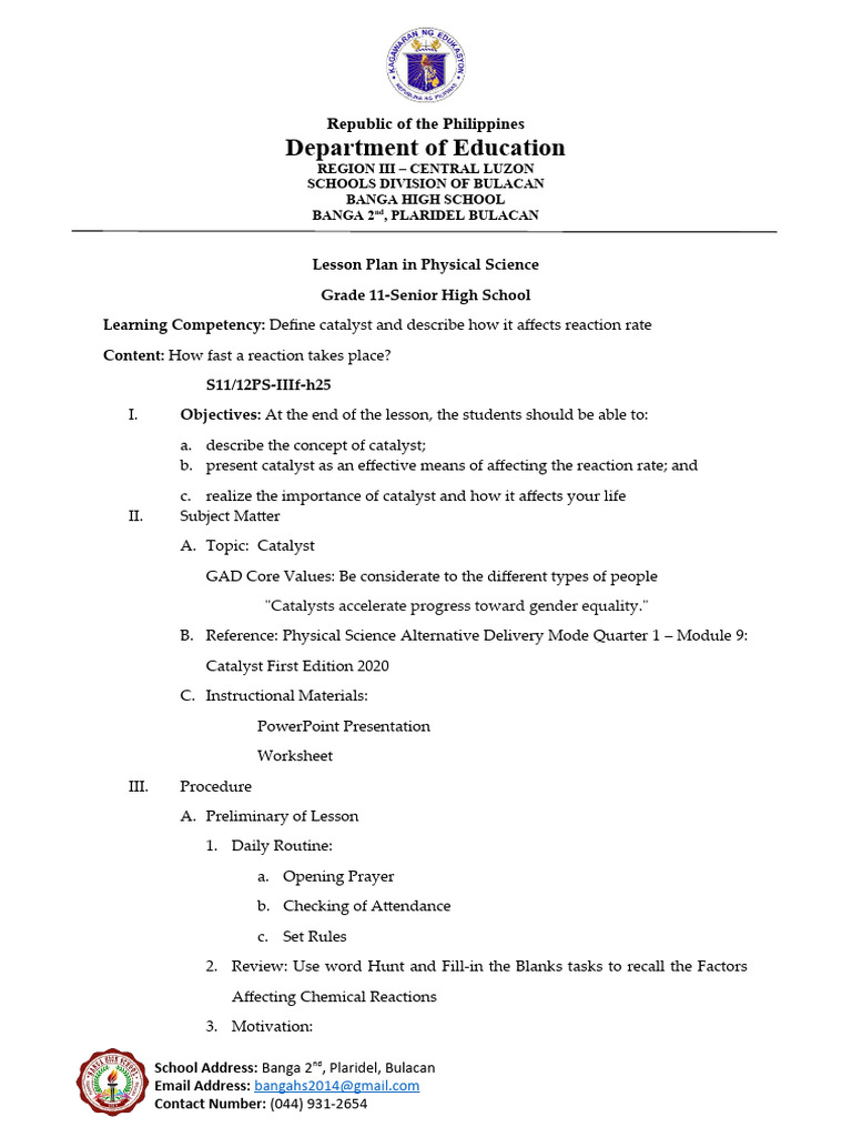 Catalyst Lesson Plan | Download Free PDF | Catalysis | Photosynthesis