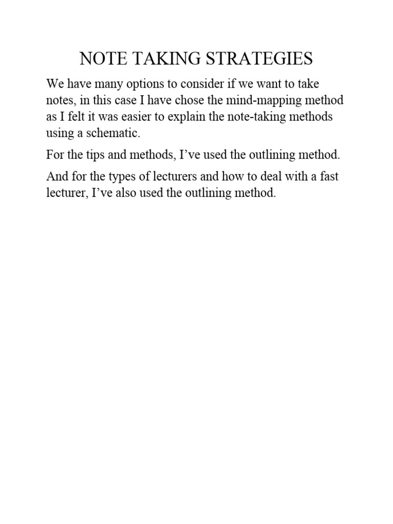 Note Taking Strategies | Download Free PDF | Learning | Cognition
