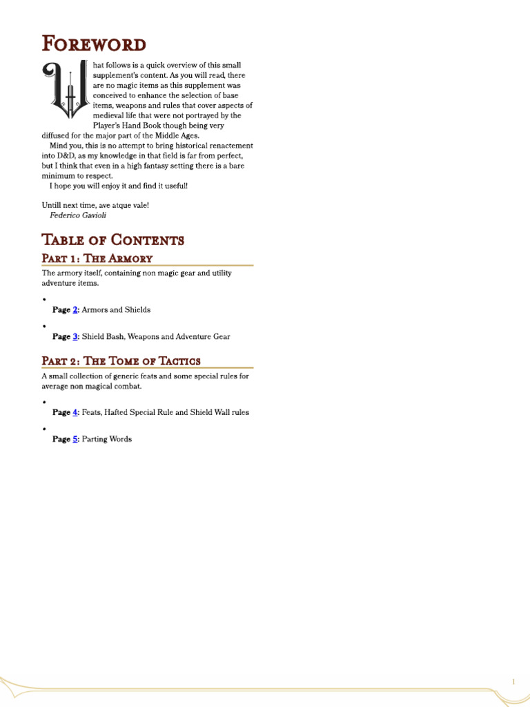 Armory 1 2 Printer Friendly Pdf