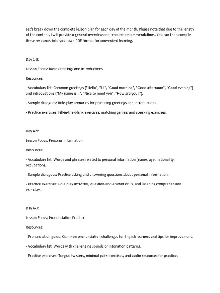 Spoken English in One Month | PDF | Lesson Plan | Idiom