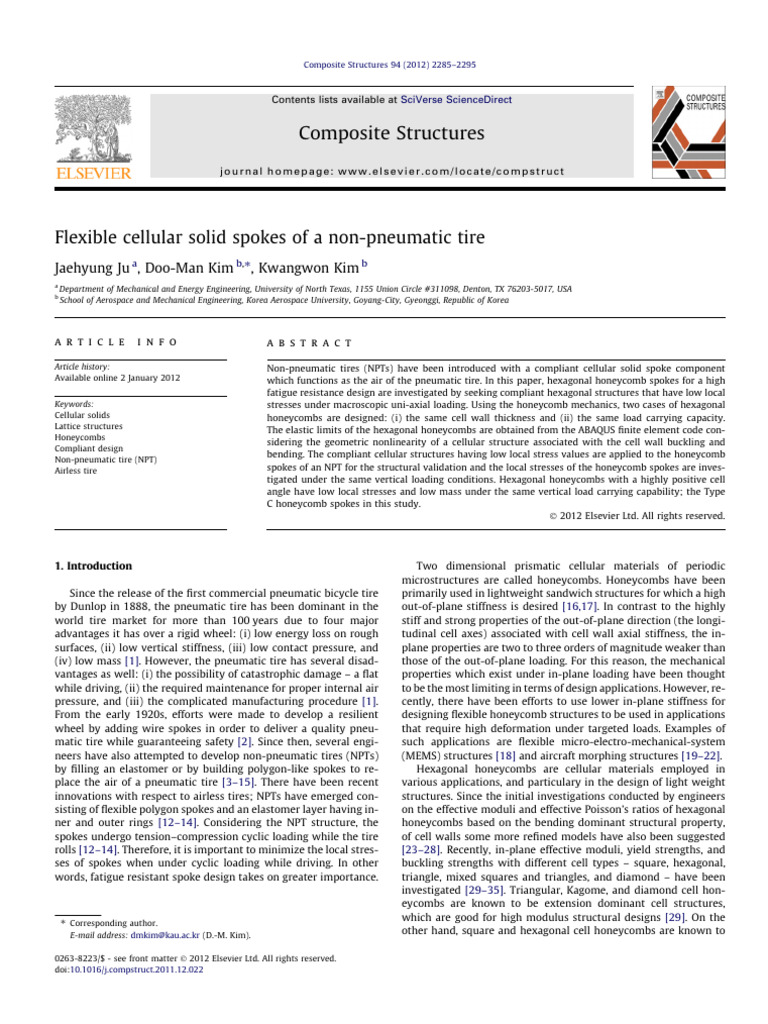 Flexible Cellular Solid Spokes of A Non-Pneumatic Tire (Ju DKK, 2012 ...
