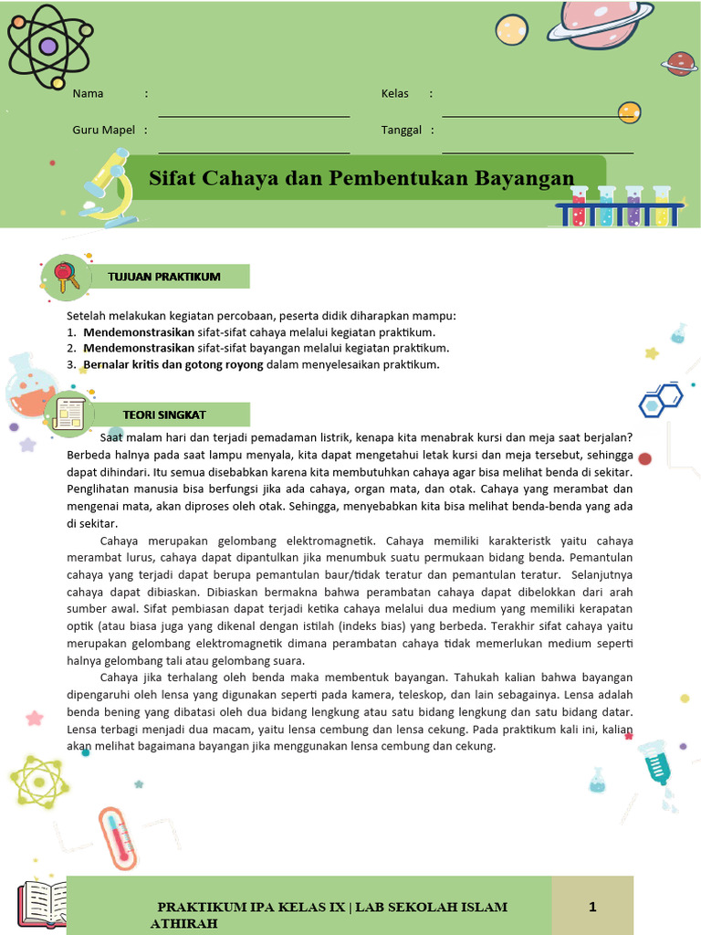 Sifat-Sifat Cahaya Dan Pembentukan Bayangan | PDF | Sains & Matematika