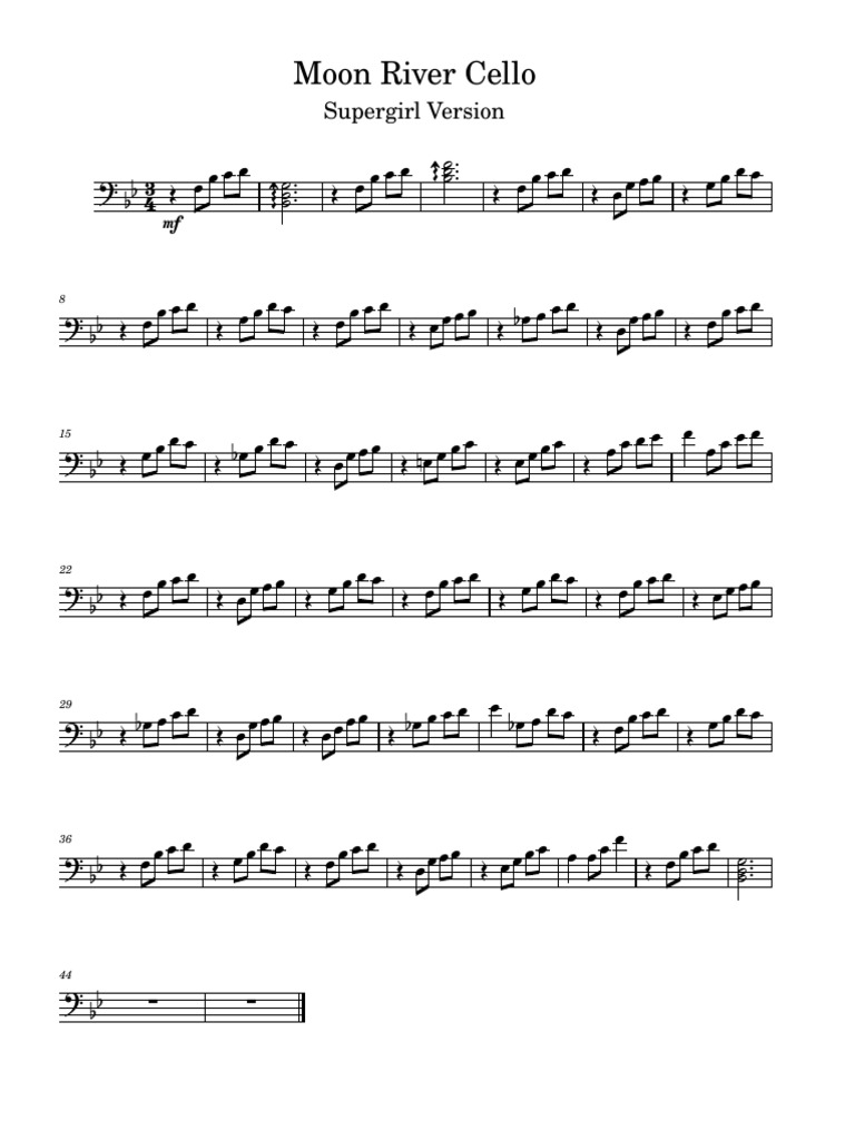Moon River Cello Sheet Music | PDF