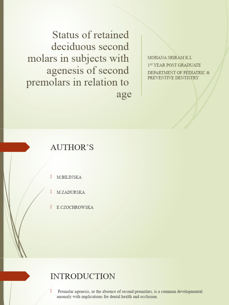 Mohan JC Tooth Agenesis | PDF | Human Tooth | Orthodontics