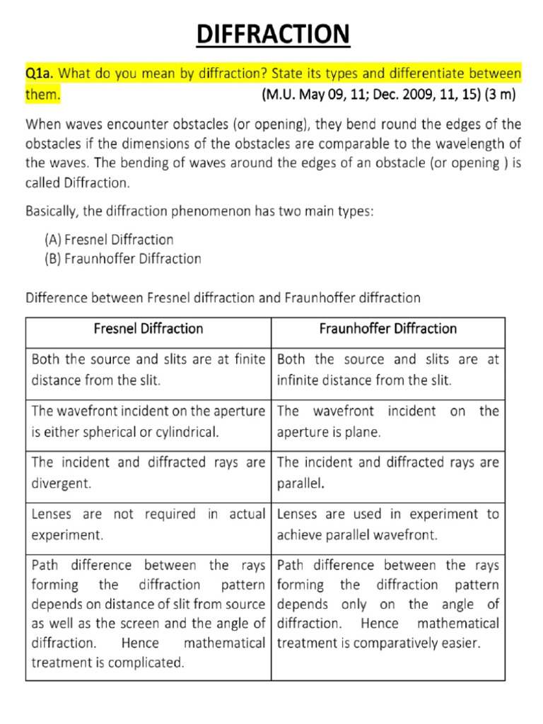 Diffraction Notes 1 | PDF