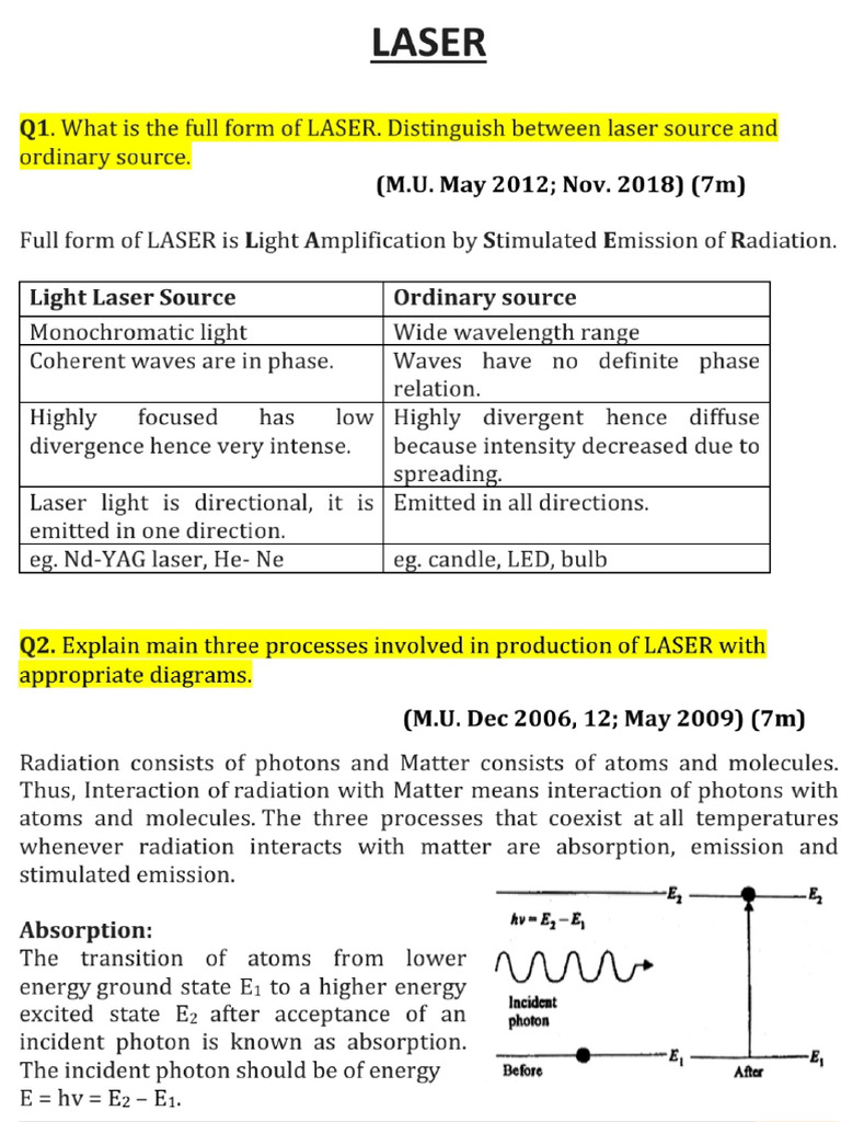 Laser Notes 1 | PDF