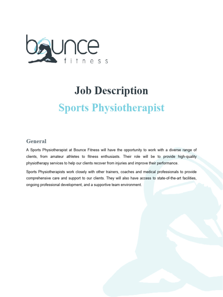 Job Description - Sports Physiotherapist | PDF | Physical Therapy ...
