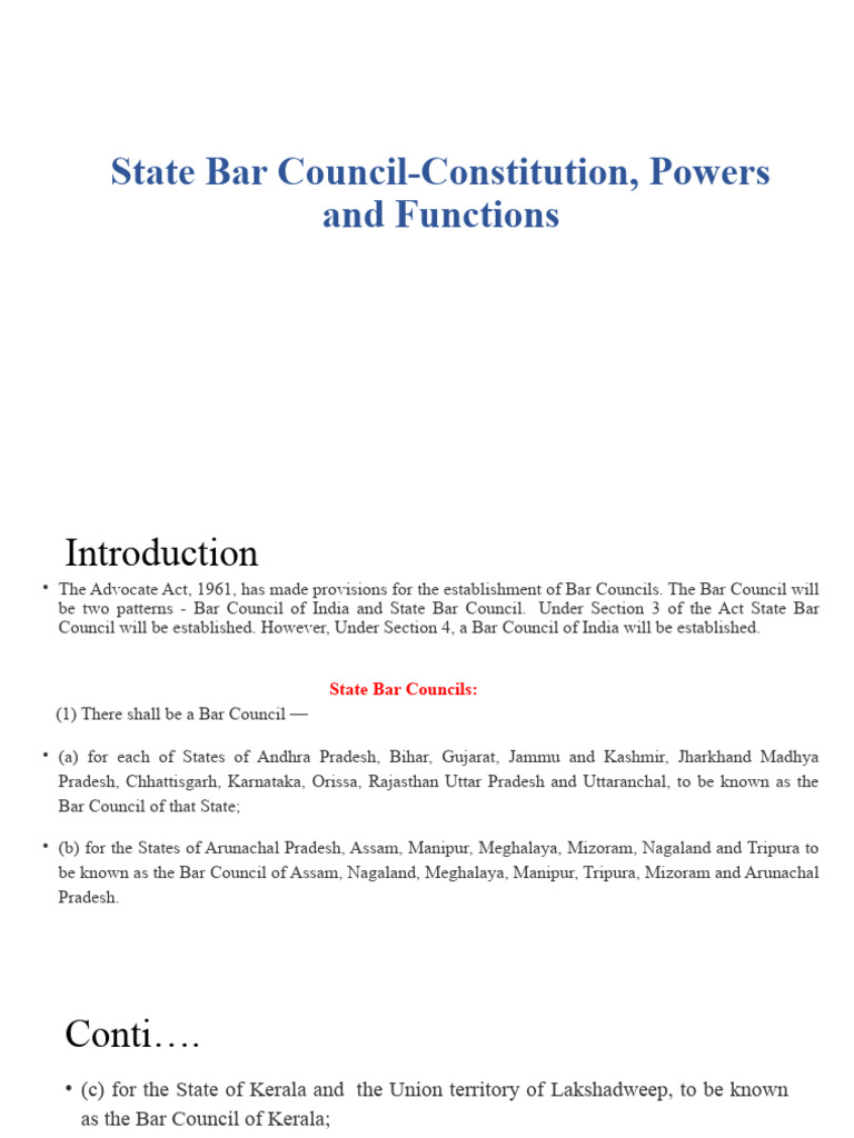 State Bar Council-Constitution, Powers and Functions | PDF | Justice ...