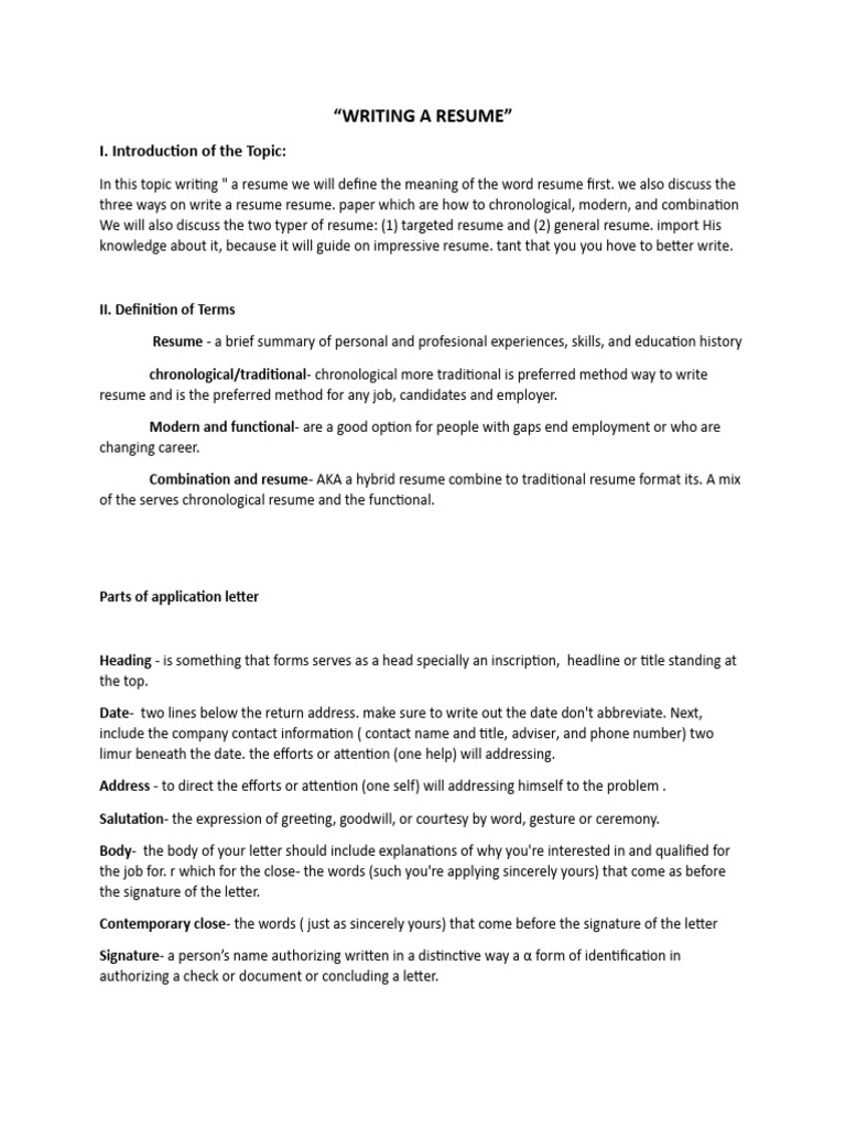 Writing A Resume | PDF | Résumé | Cognition