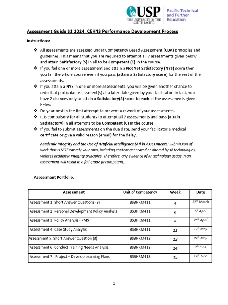 CEH43 Assessment Guide S1 2024 | PDF | Performance Appraisal | Goal