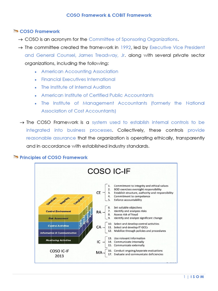 COSO vs COBIT Frameworks Guide | PDF | Information Security | Internal Control