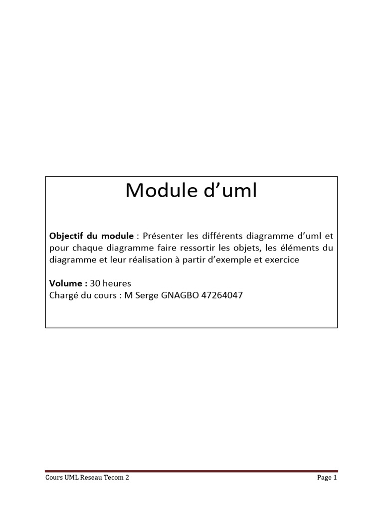 Cours Complet sur UML et Diagrammes | PDF | Programmation orientée ...