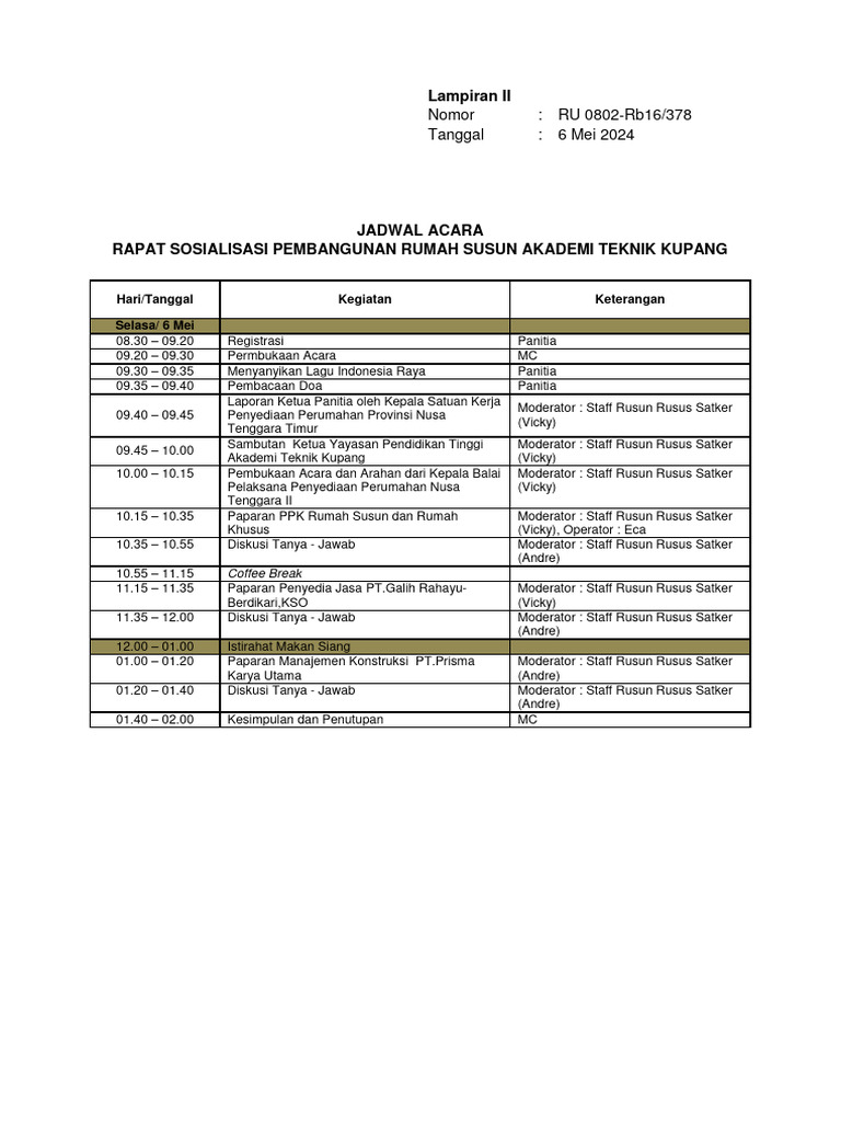 Refisi Susunan Acara ATK | PDF