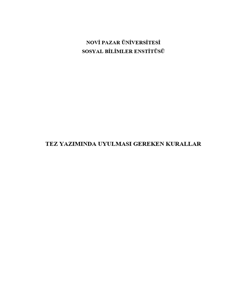 Novi Pazar Uni Tez Klavuz | PDF