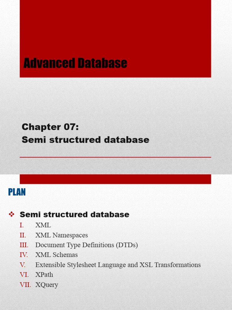 ch07 - ADB - Semi Structured Database | PDF | Xml Schema | Xslt