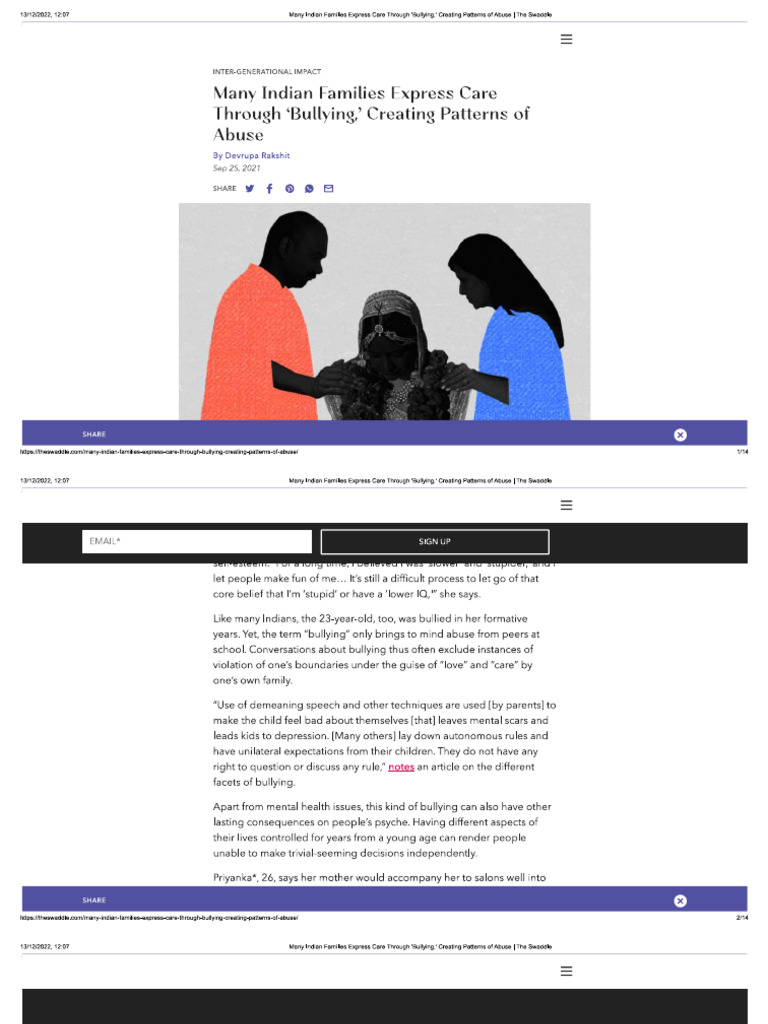 Many Indian Families Express Care Through Bullying,' Creating Patterns of Abuse | PDF