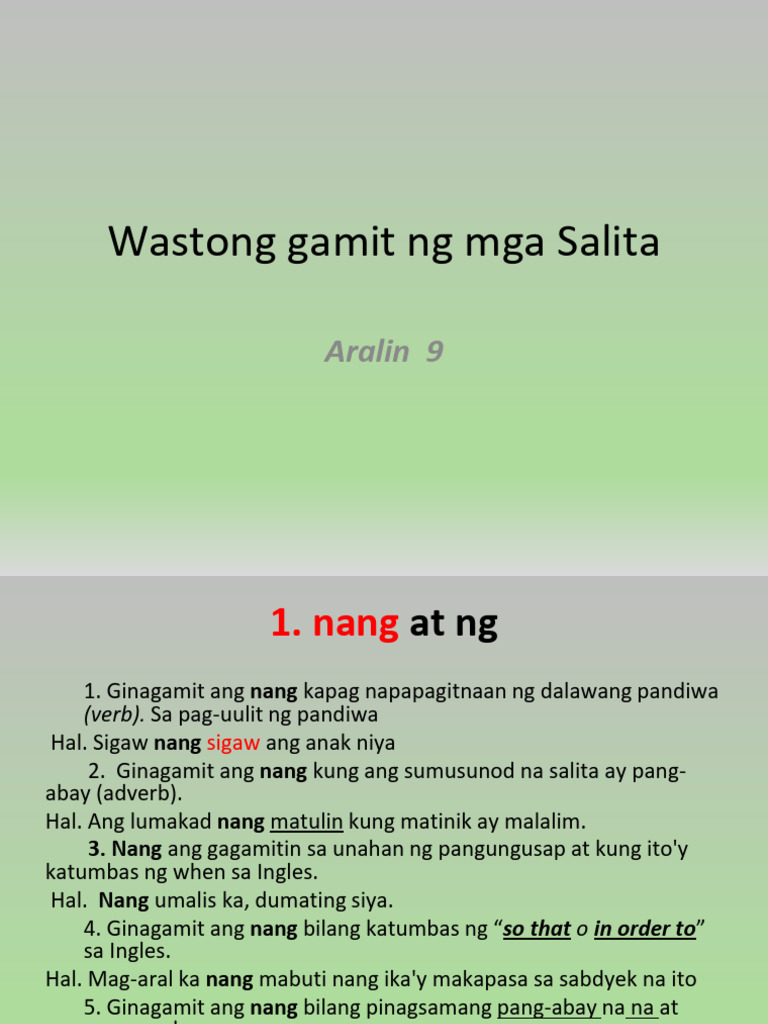 Aralin 9 - Wastong Gamit NG Mga Salita | PDF