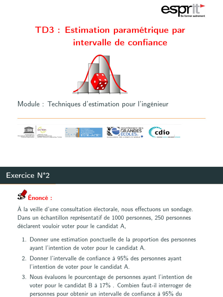 Estimation de vote et intervalle de confiance | PDF | Intervalle de ...