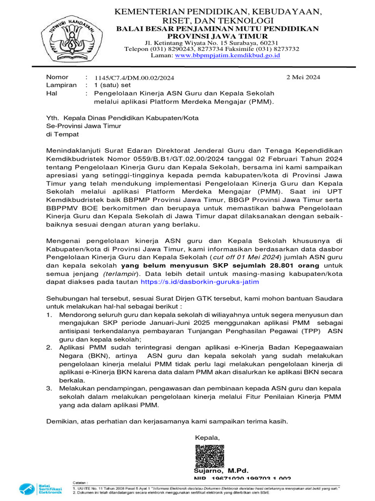 Surat Pemberitahuan Dispen PMM | PDF