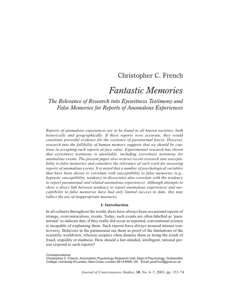The Relevance of Research Into Eyewitness Testimony and | PDF | Memory ...