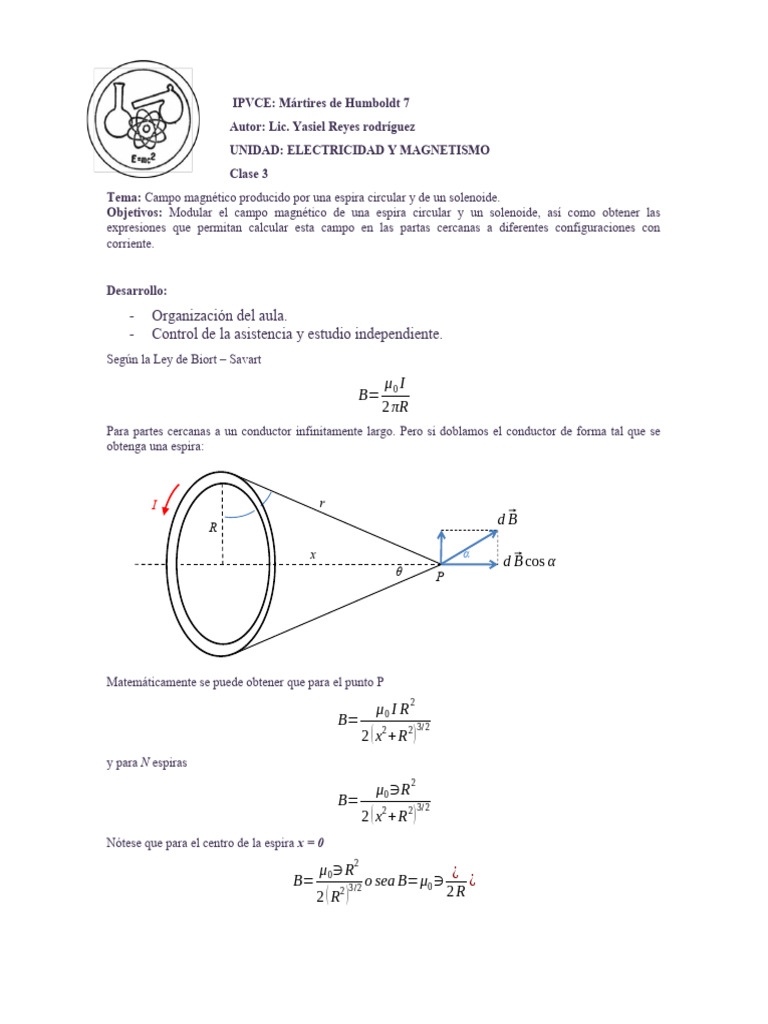 03 Clase 03 Campo Magnéticode Espira Circular y de Un Solenoide ...