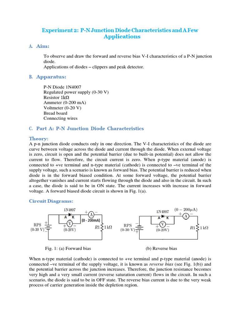 Exp 2 | PDF | P–N Junction | Diode