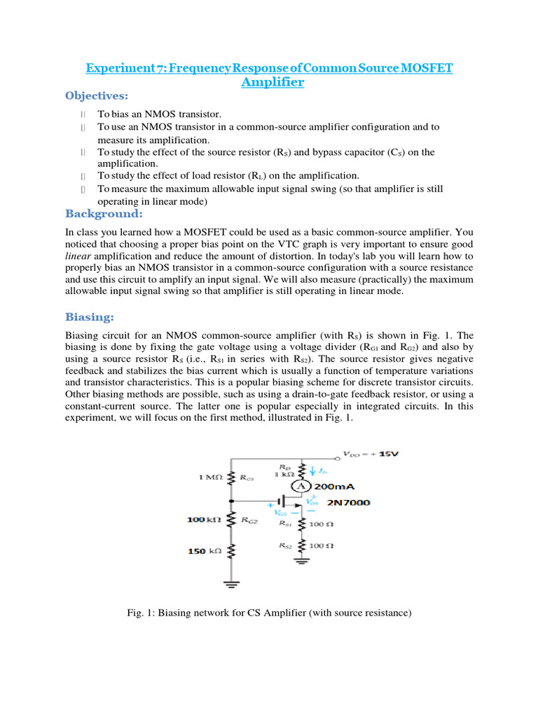 Exp 7 | PDF | Amplifier | Mosfet