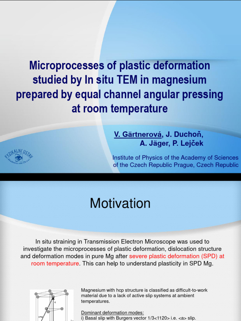 InSituTEMPlasticDeformation Gartnerova | Download Free PDF | Plasticity (Physics) | Dislocation