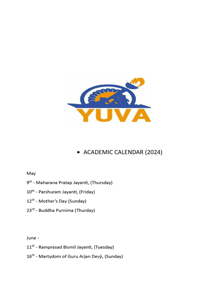 Academic Calendar 2024 | PDF