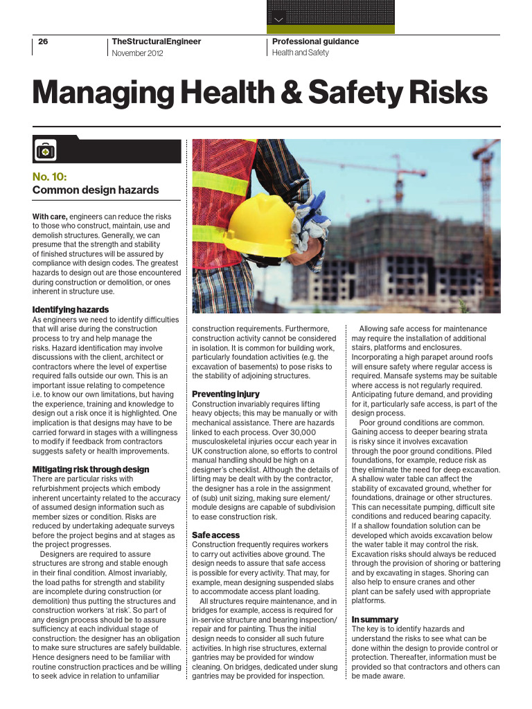 Managing Health & Safety Risks (No. 10) Common design hazards | PDF ...