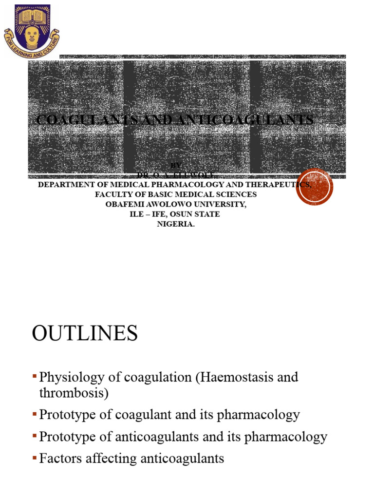 Coagulants and Anticoagulants (Autosaved) | PDF | Coagulation | Thrombus