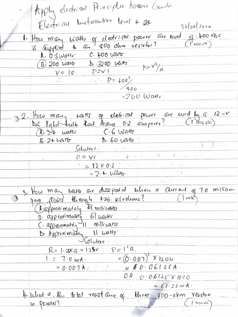 Apply Electrical Principles LEVEL 4 | PDF