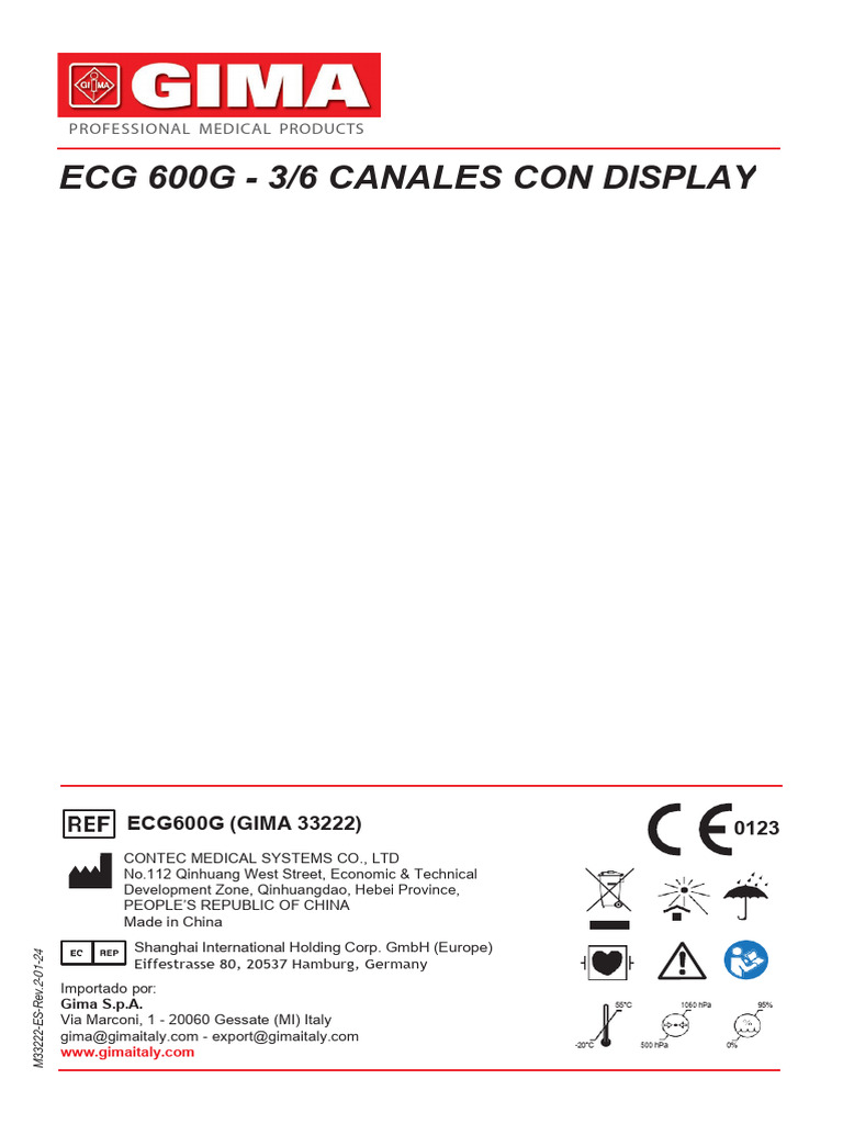 Manual Ecg Contec Ecg600g | PDF | Electrocardiografia | Fuente de ...