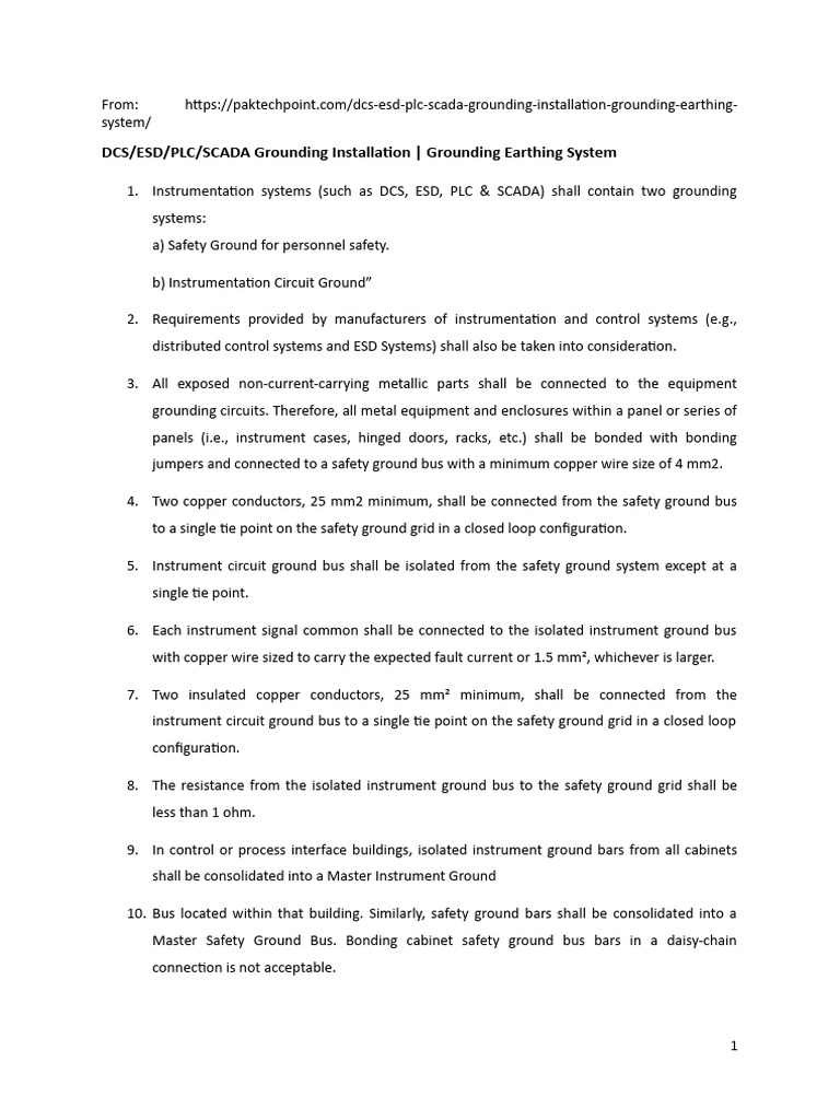 DCS-ESD-PLC-SCADA Grounding Installation - Grounding Earthing System ...